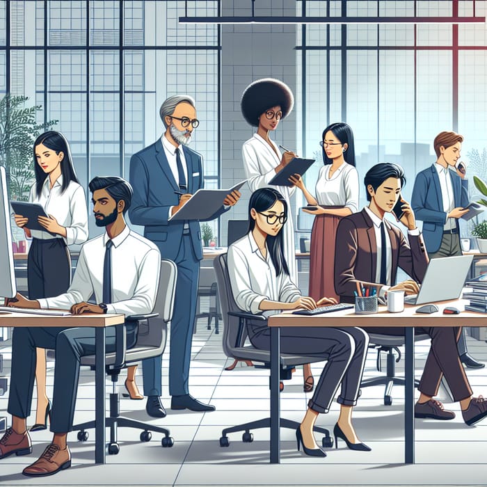 Diverse Professional Thais in Busy Workplace | AI Art Generator | Easy ...