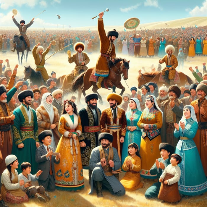 Diverse Community Engaging in Kazakh National Games | AI Art Generator ...