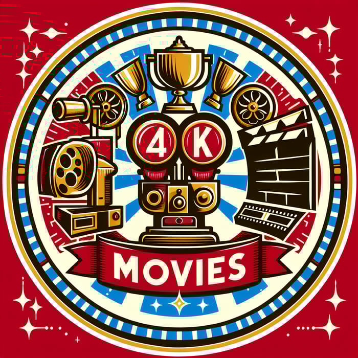 Retro 4K Movies Logo Design | Camera Trophy Reel Clapperboard | AI Art ...