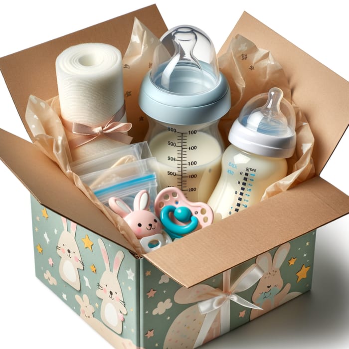 Baby Surprise Box with Milk Extractor, Bottles, Pacifiers | AI Art ...