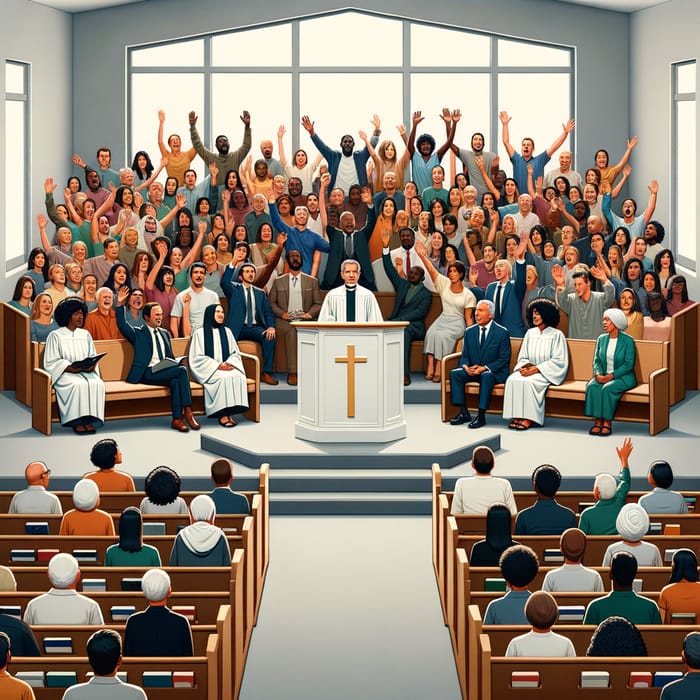 Modern Church Service with Diverse Congregation | AI Art Generator ...