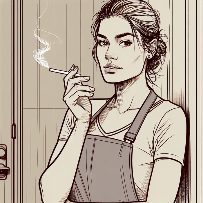 Fine Line Sketch of Caucasian Janitor with Serious Expression | AI Art ...