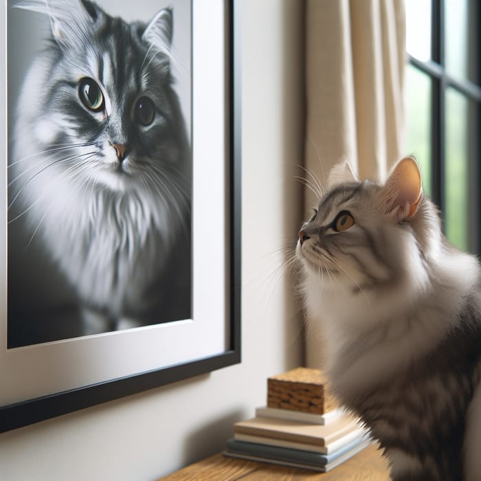 Cute Cat Admiring Picture | Home Interior Decor | AI Art Generator ...