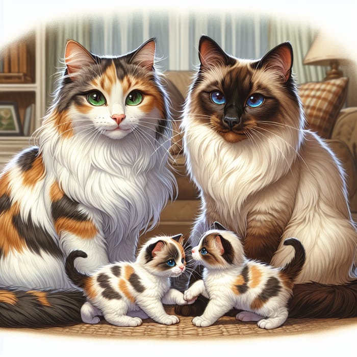 Heartwarming Family Portrait of Cats | AI Art Generator | Easy-Peasy.AI