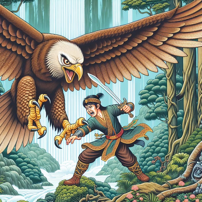 Legend of Thach Sanh - Epic Battle with Giant Eagle | AI Art Generator ...