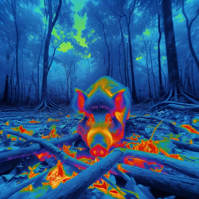 Thermal Night Vision of Wild Pigs at Night | AI Art Generator | Easy ...