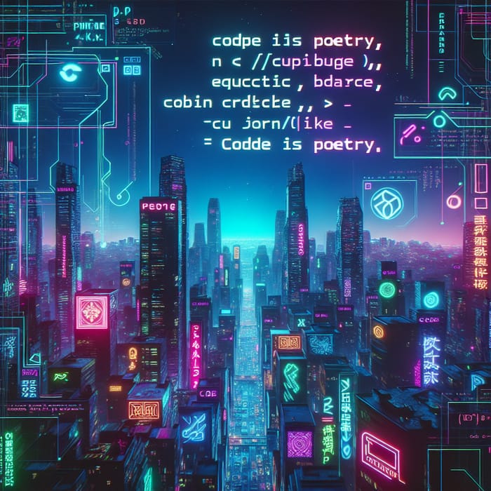 Vibrant Cyberpunk Cityscape: Dive into MERN Stack Journey | AI Art ...