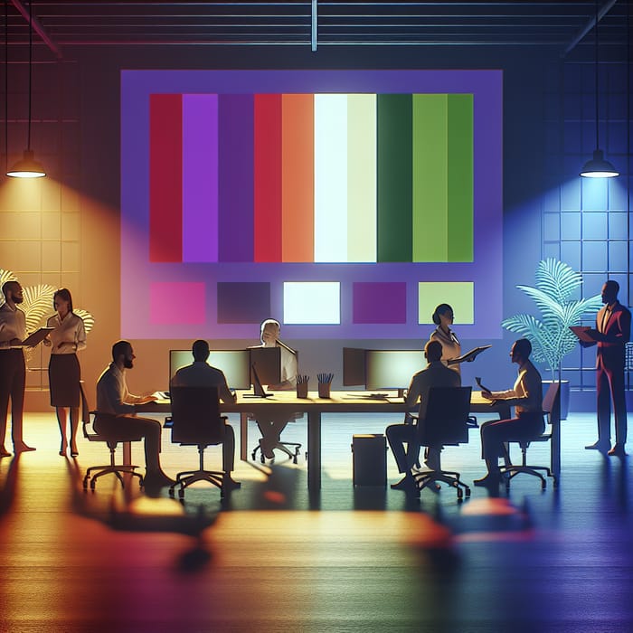 Harmonious Work Environment in Vibrant RGB Shades | AI Art Generator ...