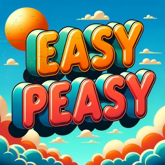 Easy Peasey Bubble Letters | Vibrant Sky Background | AI Art Generator ...