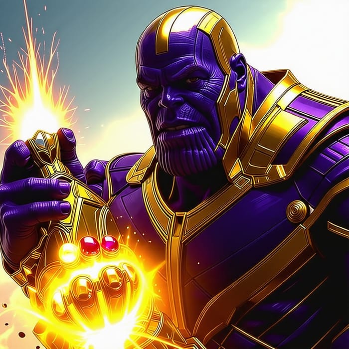 Thanos with Golden Gauntlet and Infinity Stones | AI Art Generator ...