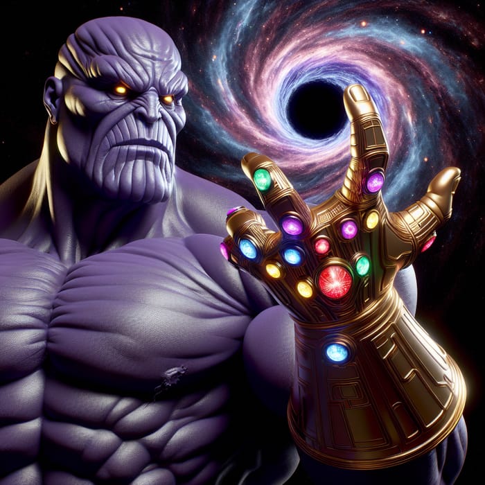 Thanos Opens Black Hole with Golden Gauntlet | AI Art Generator | Easy ...