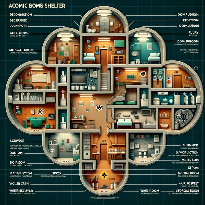 Medium Atomic Bomb Shelter Layout for 20 People | AI Art Generator ...