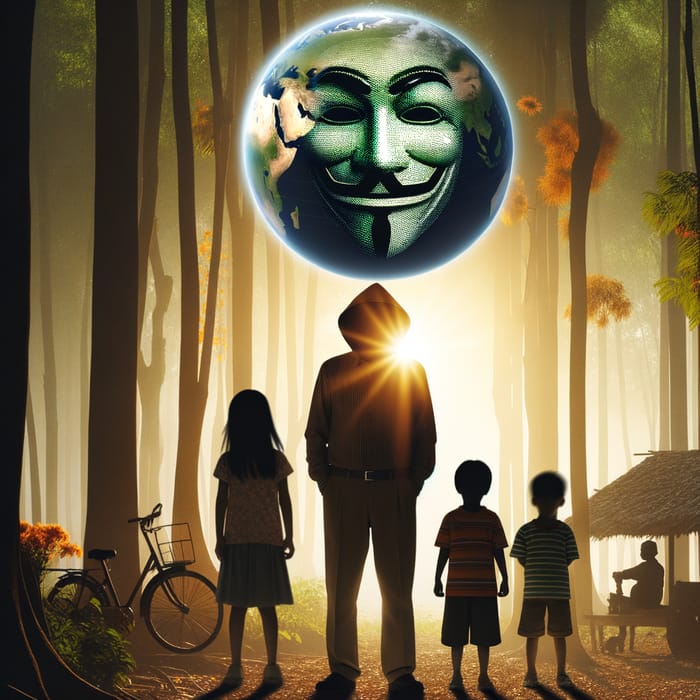 Anonymous Person with Kids in Shade | AI Art Generator | Easy-Peasy.AI