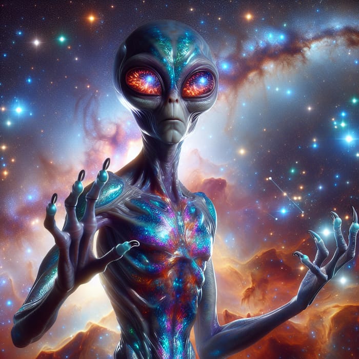 Enigmatic Alien in Starry Nebula | AI Art Generator | Easy-Peasy.AI