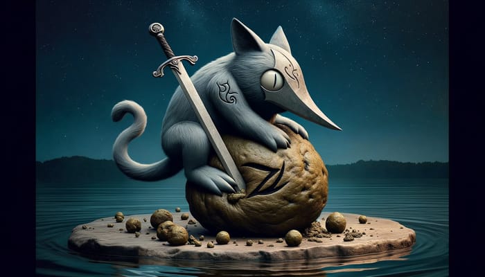 Mythical Creature with Sword Nose and Flippers | Tranquil Night Scene ...