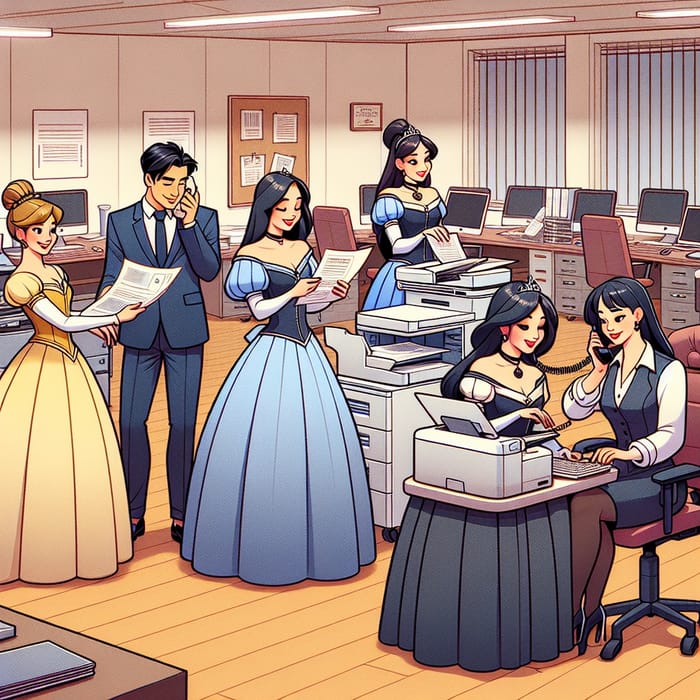 Disney Princesses Collaboration in Modern Office Setting | AI Art ...