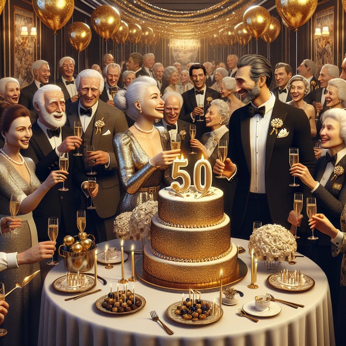Golden 50th Anniversary Celebration - Elegant Party Inspo | AI Art Generator | Easy-Peasy.AI