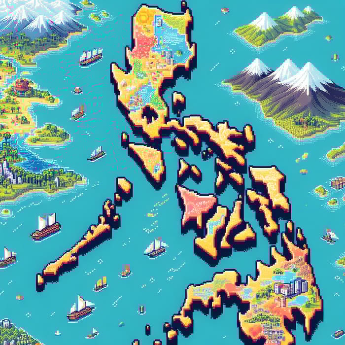Pixel Art Style Map of the Philippines | Detailed and Geographical ...