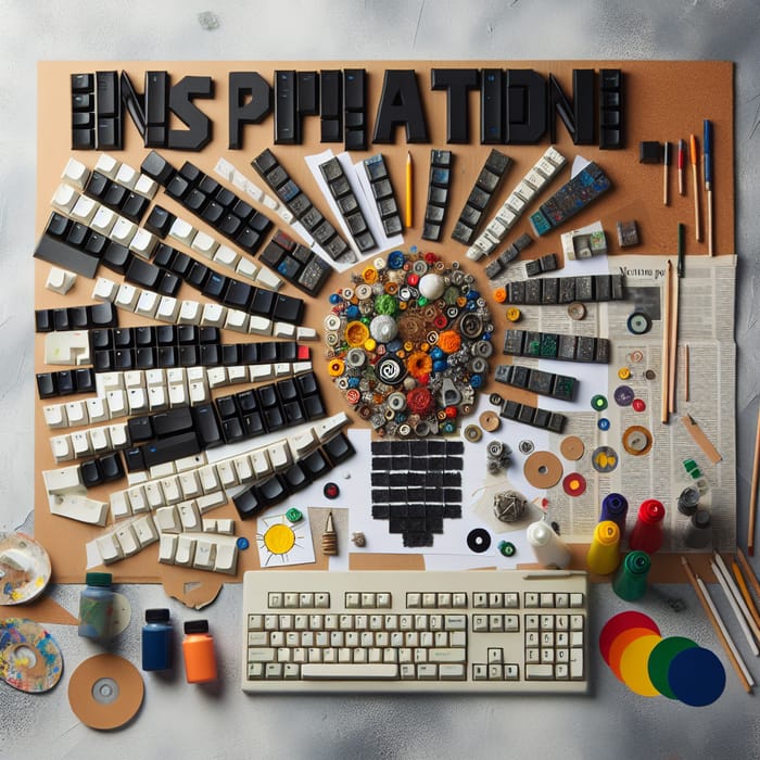 Inspiring Mural with Recycled Keyboard Keys | AI Art Generator | Easy ...
