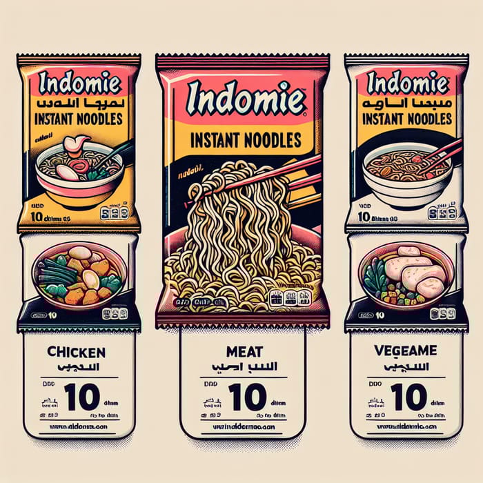 Indomie Types: Chicken, Meat, Vegetable - 10 Dirhams Each | AI Art ...