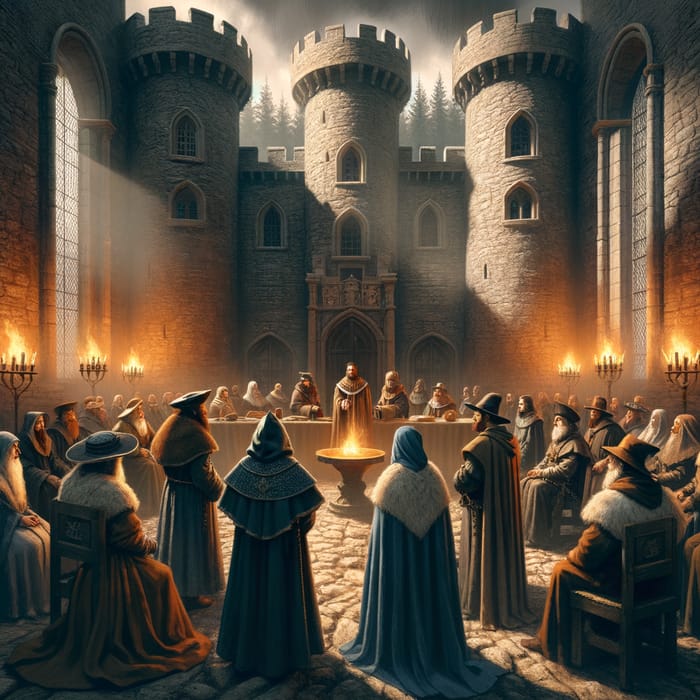 Medieval Inquisition: Tensions in the Castle | AI Art Generator | Easy ...