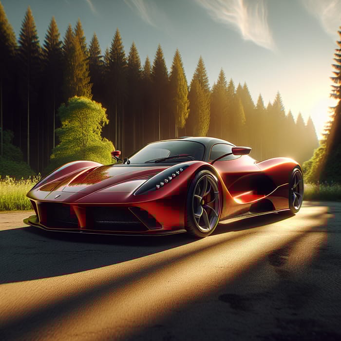 Ferrari: Stunning Red Sports Car on a Scenic Road | AI Art Generator ...