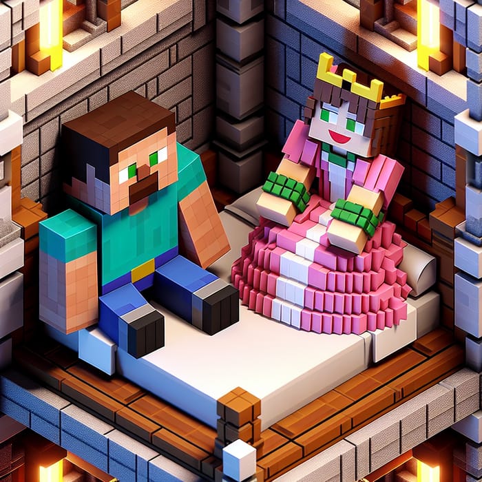 Minecraft Steve & Princess Peach Tower Enchantment | AI Art Generator ...