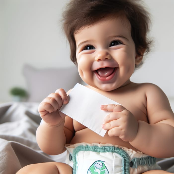 Happy Baby in Eco-Friendly Cloth Diaper | AI Art Generator | Easy-Peasy.AI