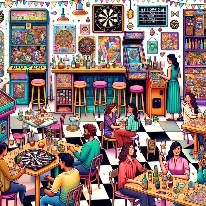 Whimsical Game-Themed Bar - Fun & Competition | AI Art Generator | Easy ...