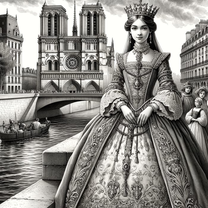 Princess Girl in High Middle Ages Paris Illustration | AI Art Generator ...