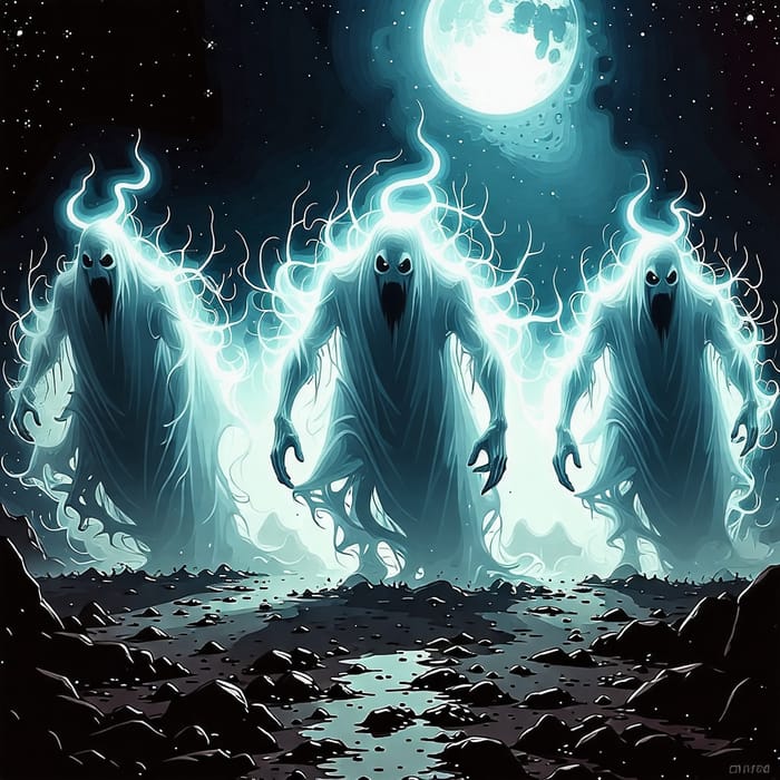 Luminous Evil Ghost Creatures Returning to Darkness | AI Art Generator ...