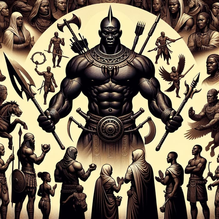 OGUN: African Deity of Iron & Warfare Surrounded by Diverse Warriors ...