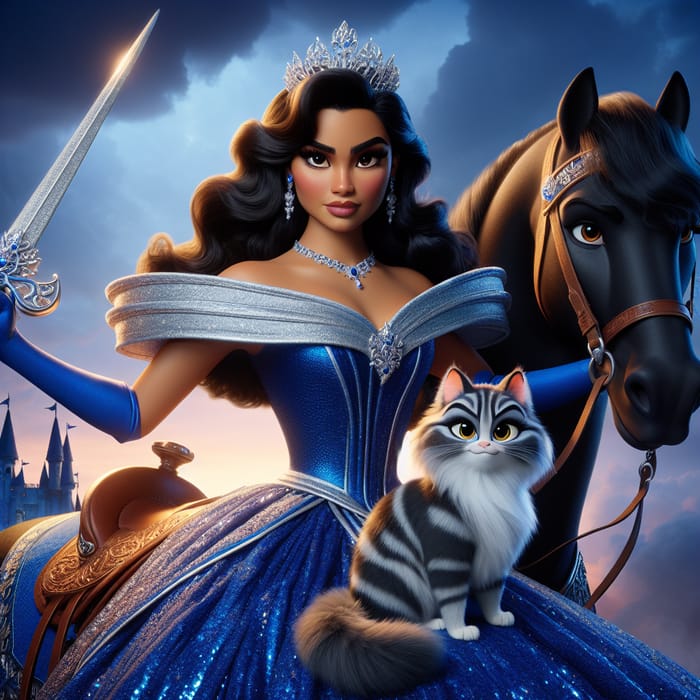 Hispanic Warrior Princess | Disney Style with Horse and Cat | AI Art ...