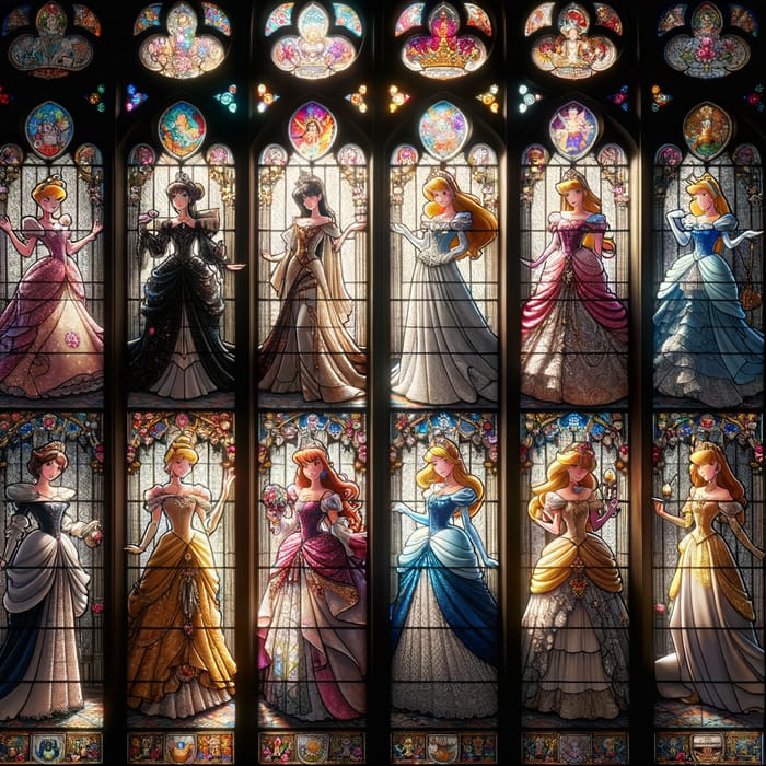 Disney Princess Stained Glass Windows | Ethereal Gothic Art | AI Art ...