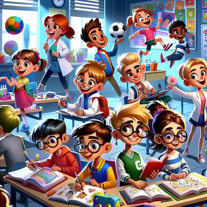 Vibrant Classroom: Playful Mix of Diverse Students in Engaging ...