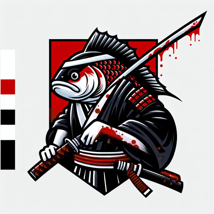 Ultimate Samurai Fish in Red, Black & White Masterpiece | AI Art ...