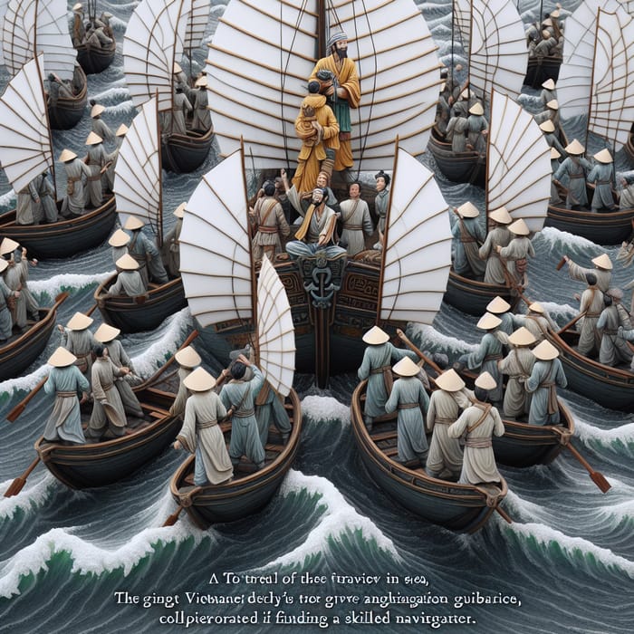 Ancient Vietnamese Traders Seeking Navigation Guidance on Sea | AI Art ...