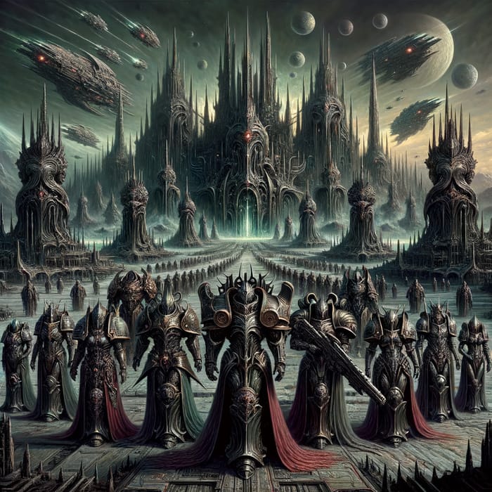 Warhammer 40K: Gothic Sci-Fi Armored Figures Battle | AI Art Generator ...