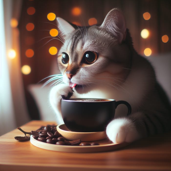 Cat Sipping Coffee: Enjoy a Relaxing Moment | AI Art Generator | Easy ...