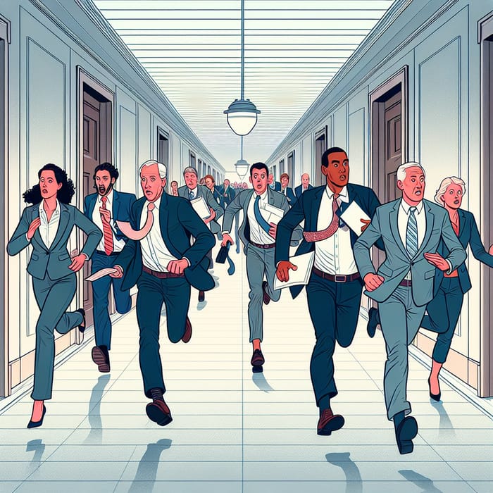 Government Officials Rushing in Action | AI Art Generator | Easy-Peasy.AI