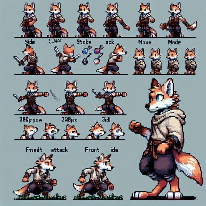 Detailed Pixel Art Sprite Sheet for Furry Dungeons and Dragons ...