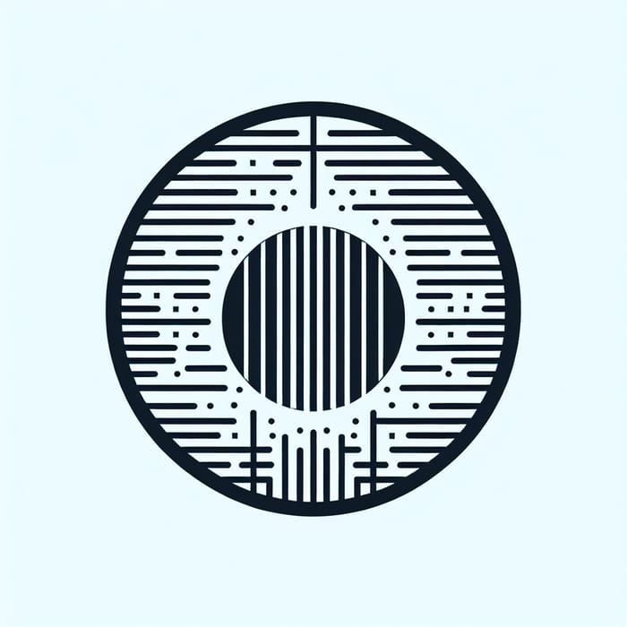 Minimalist Geometric Circle Design with Black Lines and Blue Shaded ...