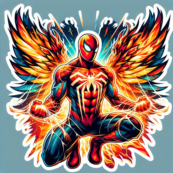 Epic Dark Phoenix & Spider-Man Sticker Design | AI Art Generator | Easy ...
