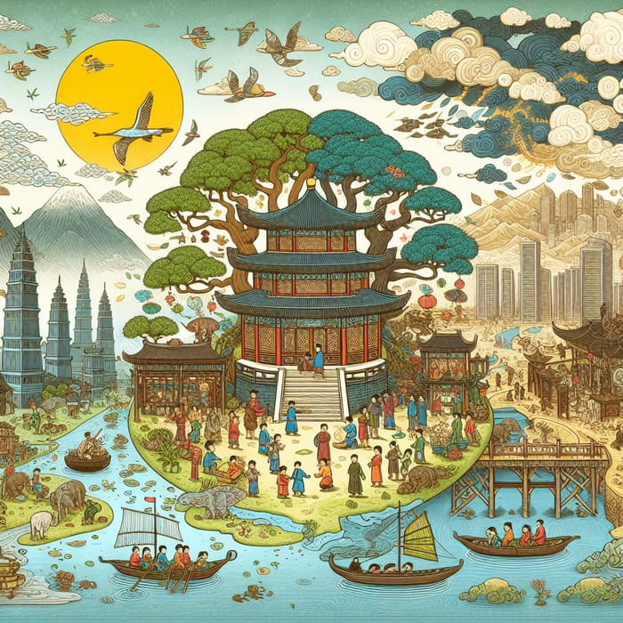 Impact of Human-Environment Relationship on Asian Civilization | AI Art ...