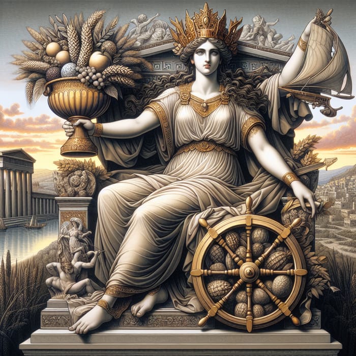 Tyche - Greek Goddess of Fortune | Abundance & Prosperity | AI Art Generator | Easy-Peasy.AI