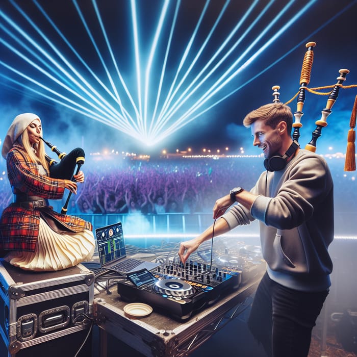Epic DJ & Bagpipe Performance at EDM Festival | AI Art Generator | Easy-Peasy.AI