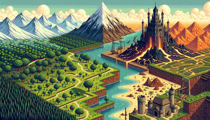 Pixel Adventure: Top-Down View Pixel Art Game Level Selector | AI Art ...