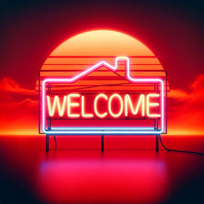 Welcome Neon Sunset | Radiant Glow in Red Hues | AI Art Generator ...