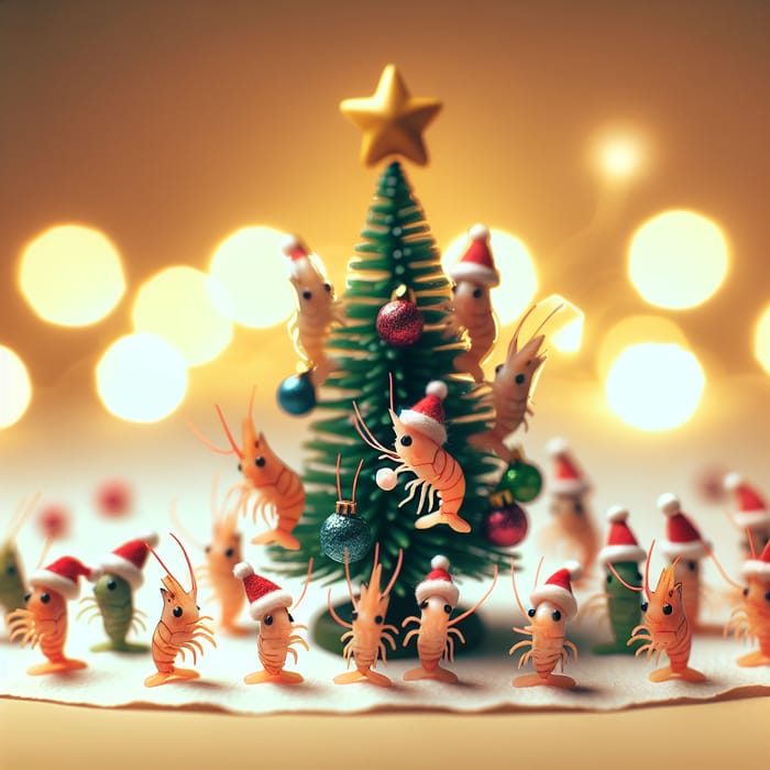 Cute Christmas Shrimp - Festive Cartoon Celebration | AI Art Generator ...