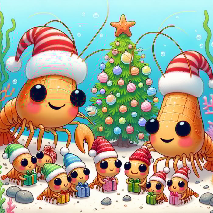 Shrimp Family Christmas Celebrations | Cute & Simple Version | AI Art ...
